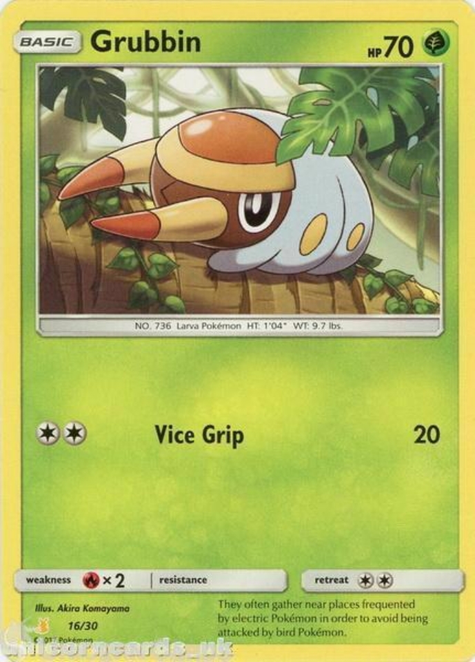 Grubbin 16/30 TK2 Mint Pokemon Card:: Unicorn Cards - YuGiOh!, Pokemon ...