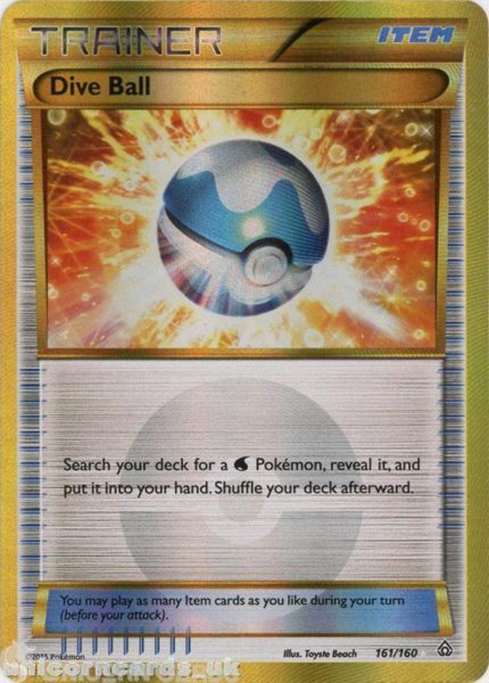 Dive Ball 161/160 Primal Clash Rare Secret Mint Pokemon Card:: Unicorn ...