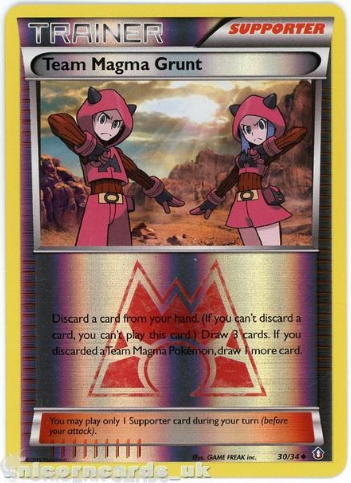 Pokemon XY Double Crisis : Team Magma Grunt 30/34 Trainer Reverse Holo ...
