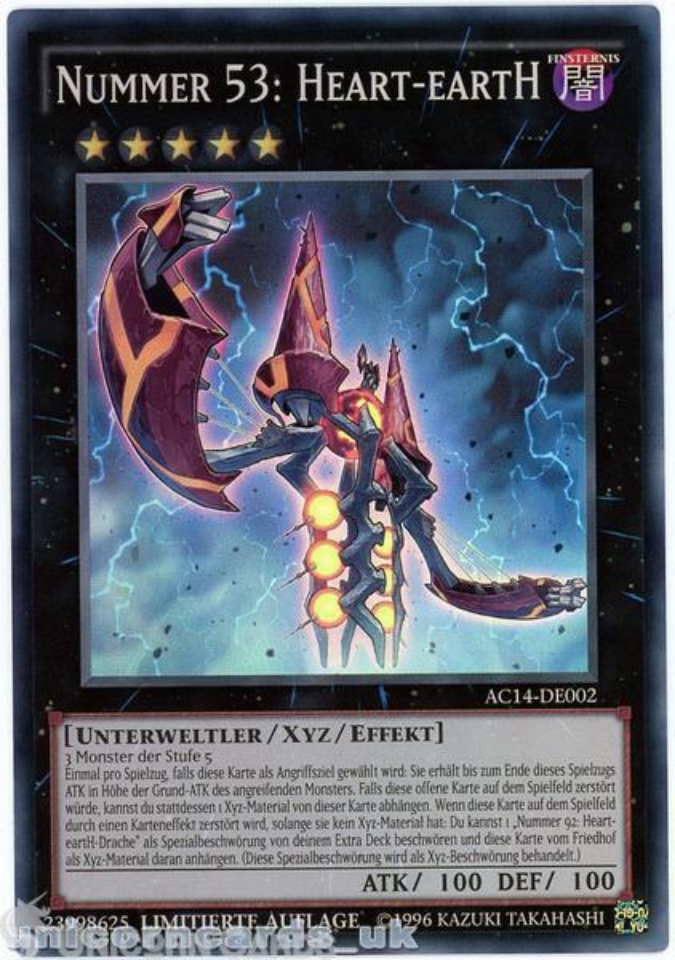 AC14-DE002 Number 53: Heart-eartH Super Rare UK Legal GERMAN YuGiOh ...