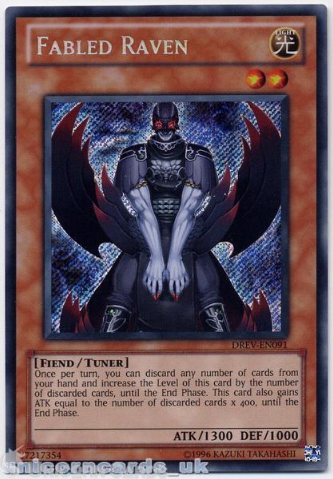 DREV-EN091 Fabled Raven Secret Rare UNL Edition Mint YuGiOh Card ...
