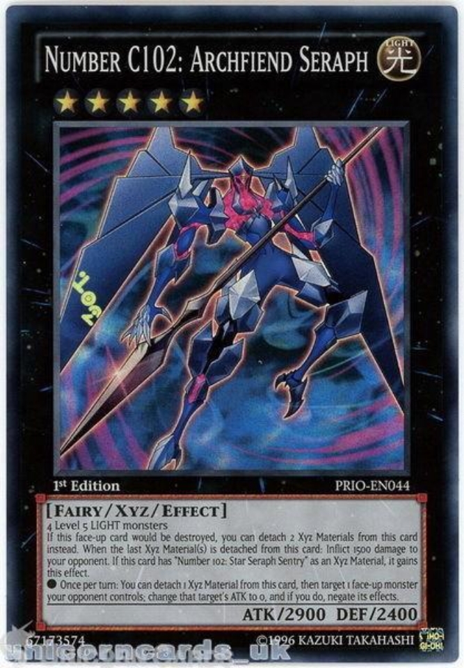 PRIO-EN044 Number C102: Archfiend Seraph Super Rare 1st Edition Mint ...