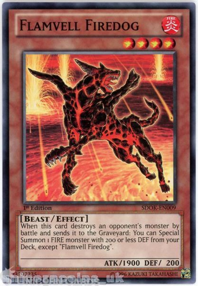 SDOK-EN009 Flamvell Firedog 1st Edition Mint YuGiOh Card:: Unicorn ...
