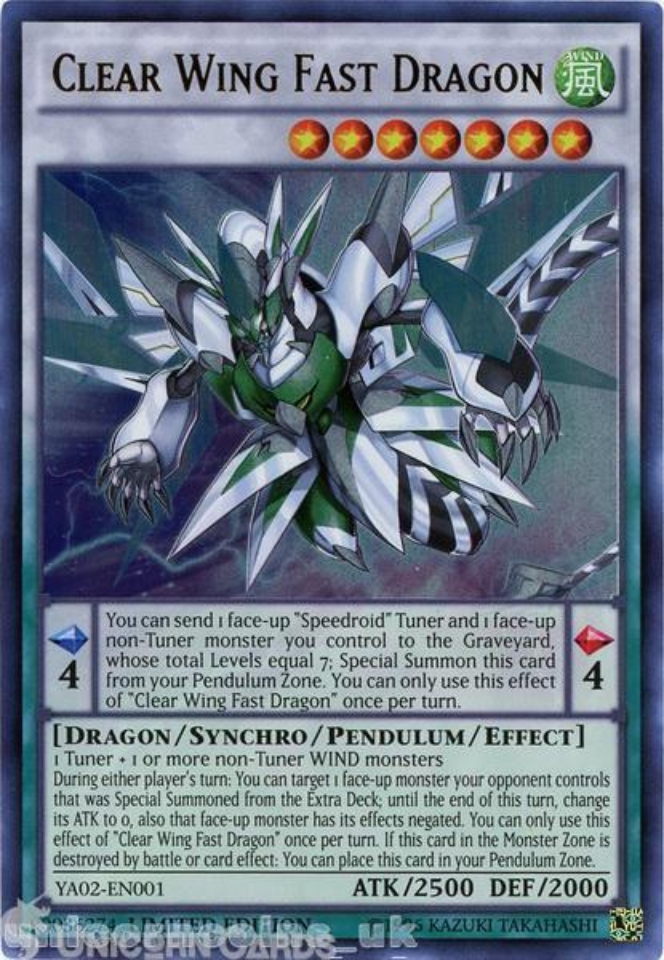 YA02-EN001 Clear Wing Fast Dragon Ultra Rare Limited Edition Mint ...