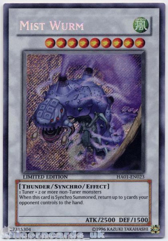 HA01-EN023 Mist Wurm Secret Rare Limited Edition Mint YuGiOh Card ...