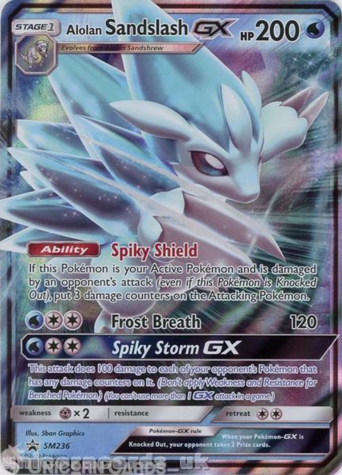 Alolan Sandslash GX SM236 Black Star Promo Holo Mint Pokemon Card ...