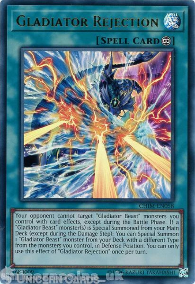 CHIM-EN058 Gladiator Rejection Ultra Rare UNL Edition Mint YuGiOh Card ...