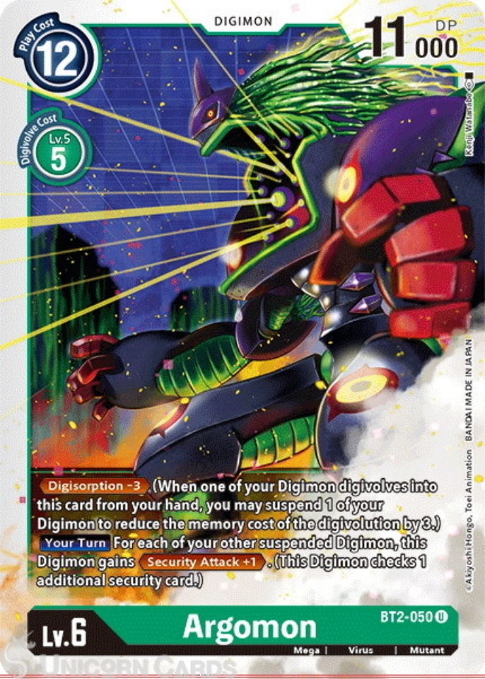 BT2-050 Argomon Uncommon Mint Digimon Card:: Unicorn Cards - YuGiOh ...
