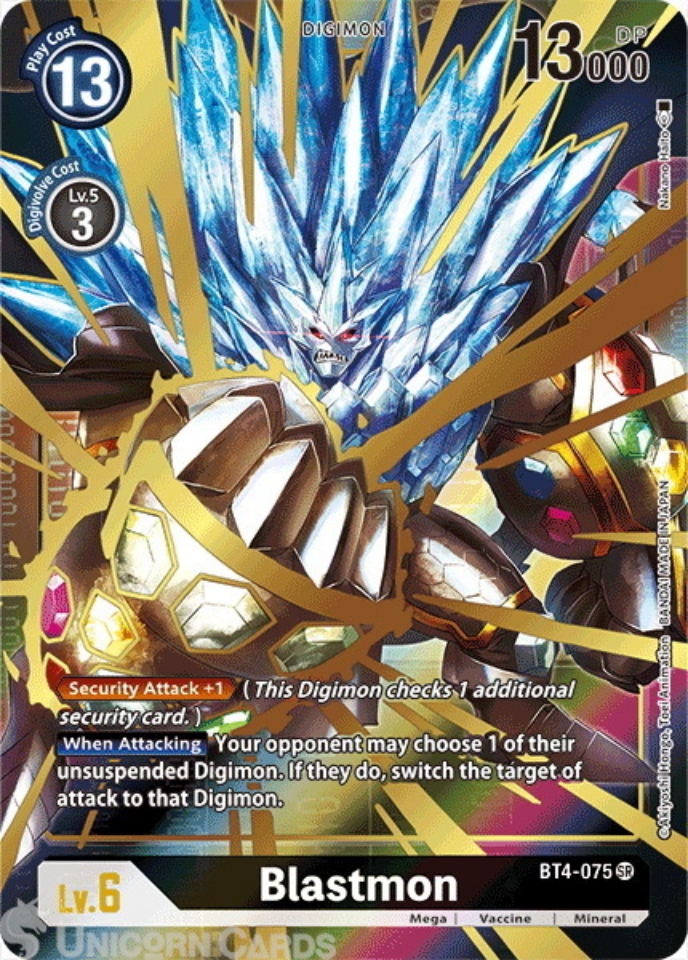 BT4-075 Blastmon Super Rare Alternative Art Mint Digimon Card:: Unicorn ...