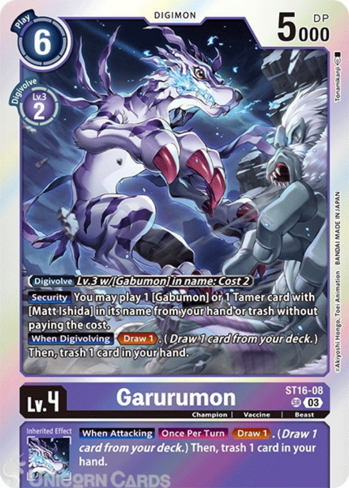 ST16-08 Garurumon :: Super Rare Digimon Card :: ST16: Starter Deck Wolf ...