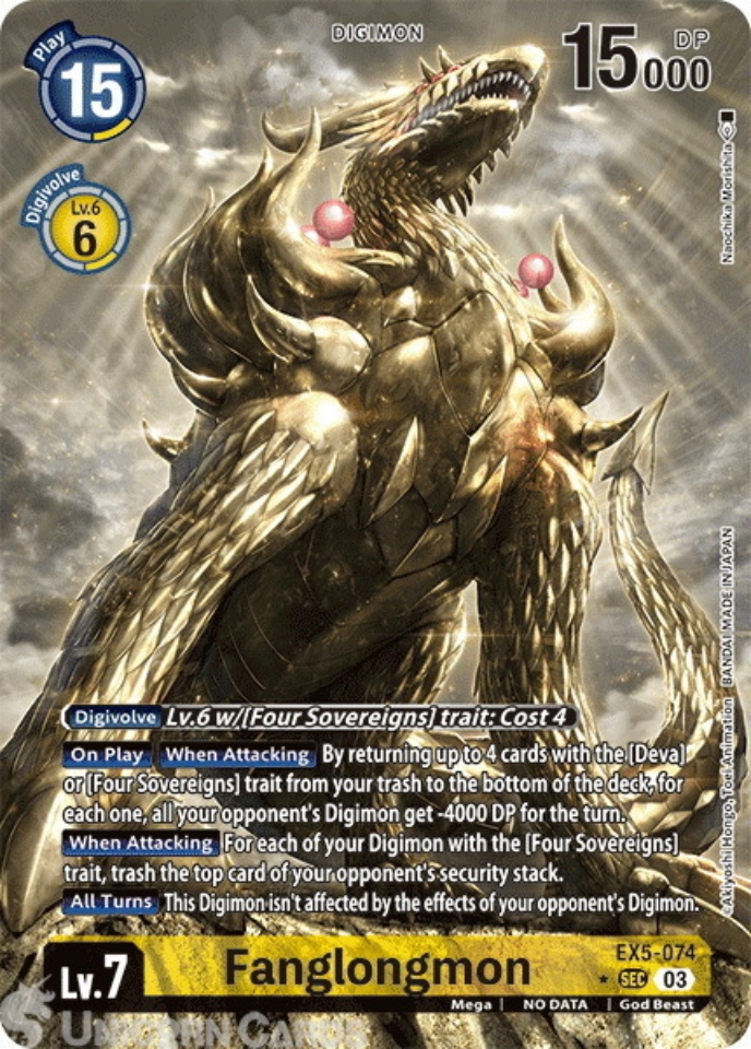 EX5-074 Fanglongmon :: Secret Rare Alternative Art Digimon Card :: EX05 ...