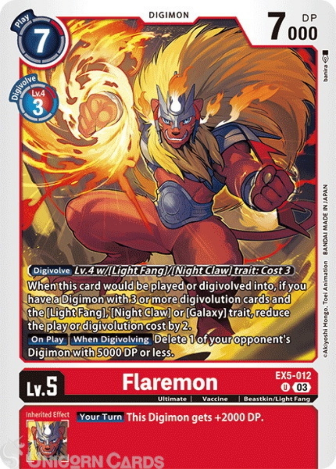 EX5-012 Flaremon :: Uncommon Digimon Card :: EX05: Animal Colosseum ...
