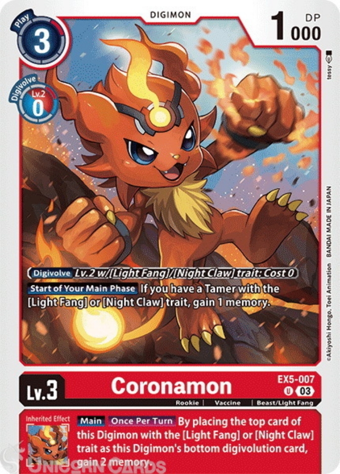 EX5-007 Coronamon :: Uncommon Digimon Card :: EX05: Animal Colosseum ...