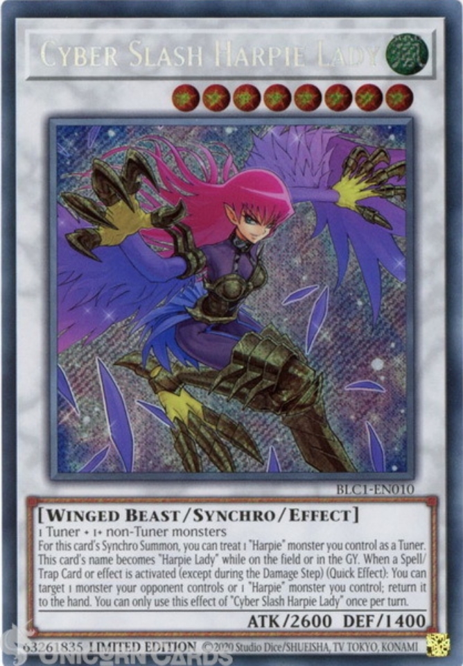 BLC1-EN010 Cyber Slash Harpie Lady : Secret Rare Limited Edition YuGiOh ...