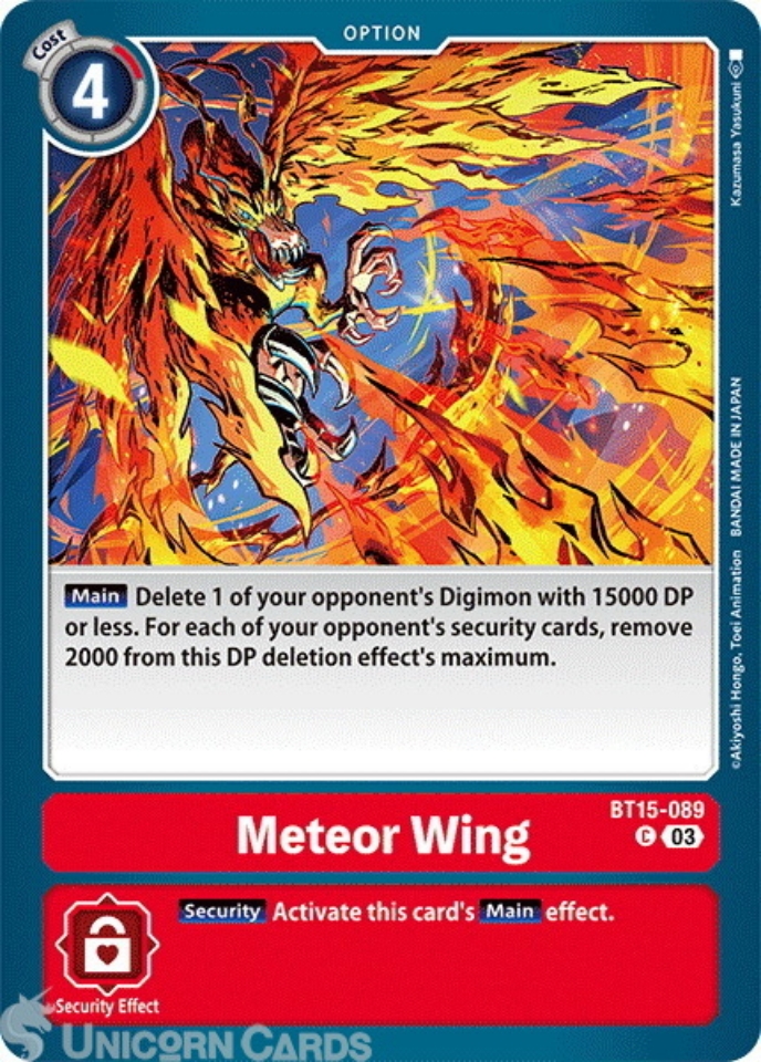 BT15-089 Meteor Wing Common Digimon Card : BT-15: Exceed Apocalypse ...