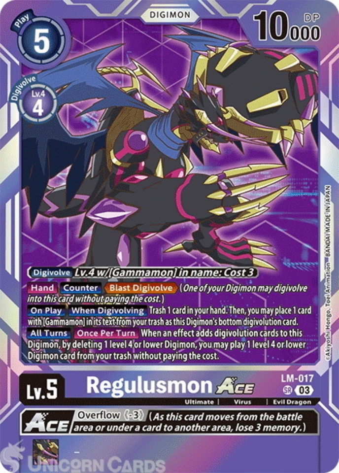 LM-017 Regulusmon ACE Super Rare English Exclusive Digimon Card : BT-15 ...