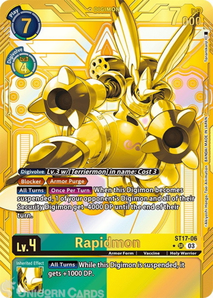 ST17-06 Rapidmon Gold Rare Foil Alternative Art Digimon Card : ST17 ...