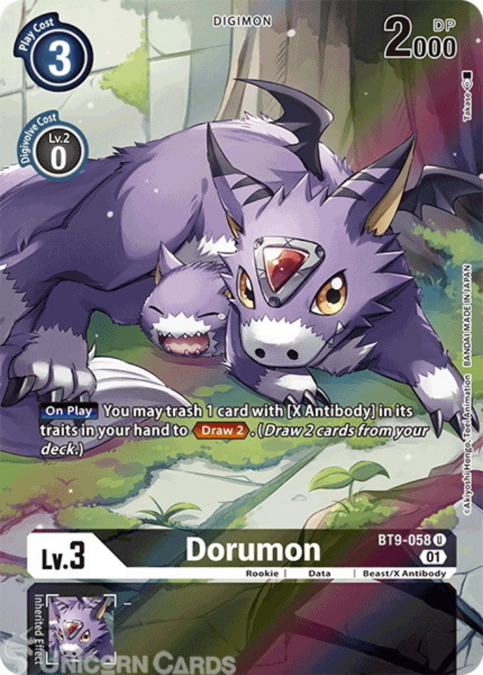 BT9-058 Dorumon Uncommon Foil Alternative Art Digimon Card : PB13 ...