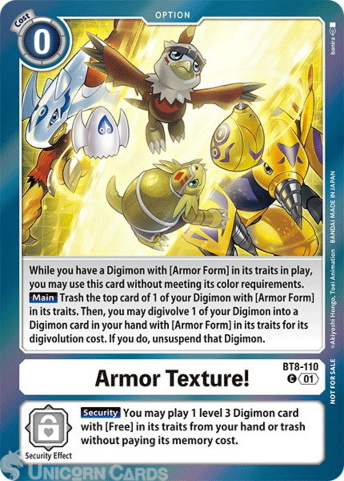 BT8-110 Armor Texture! Common Foil Alternative Art Digimon Card : DP01 ...