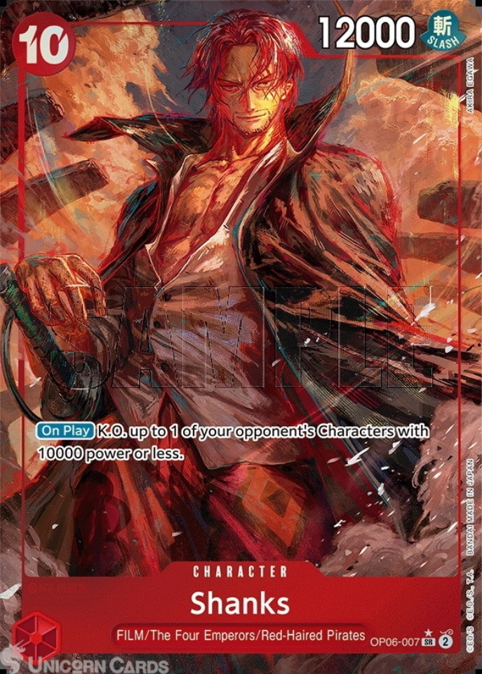 OP06-007 Shanks : Super Rare Alternative Art One Piece English TCG Card ...