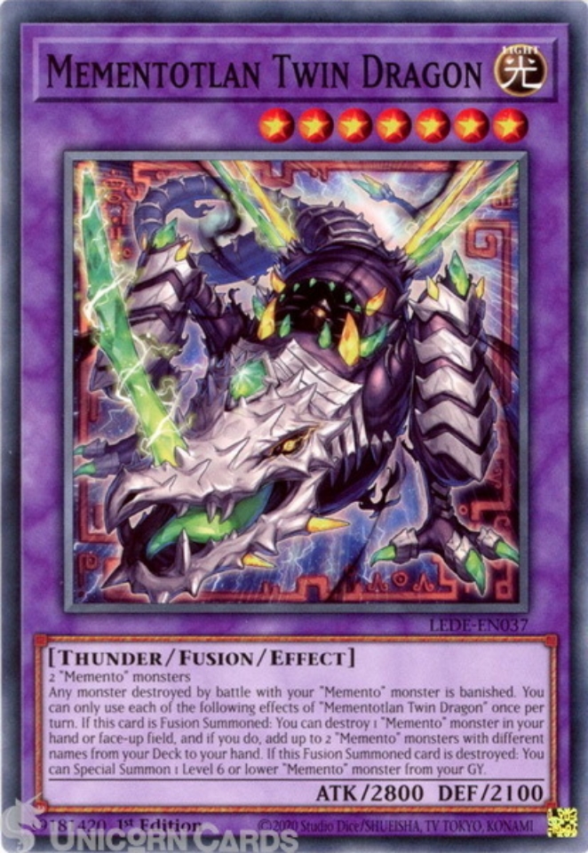 LEDE-EN037 Mementotlan Twin Dragon : Common 1st Edition YuGiOh Card ...