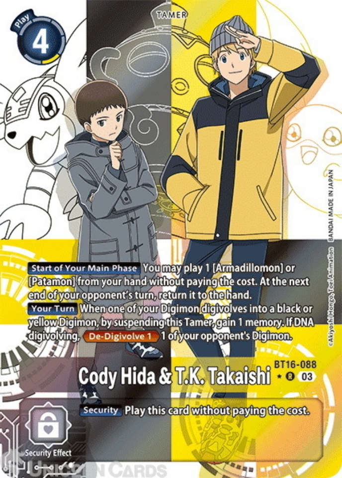 BT16-088 Cody Hida & T.K. Takaishi : Rare Alternative Art Digimon Card ...