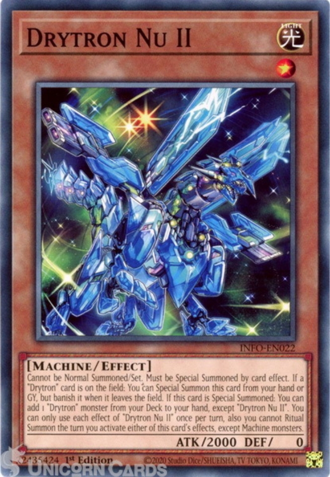 INFO-EN022 Drytron Nu II : Common 1st Edition YuGiOh Card:: Unicorn ...
