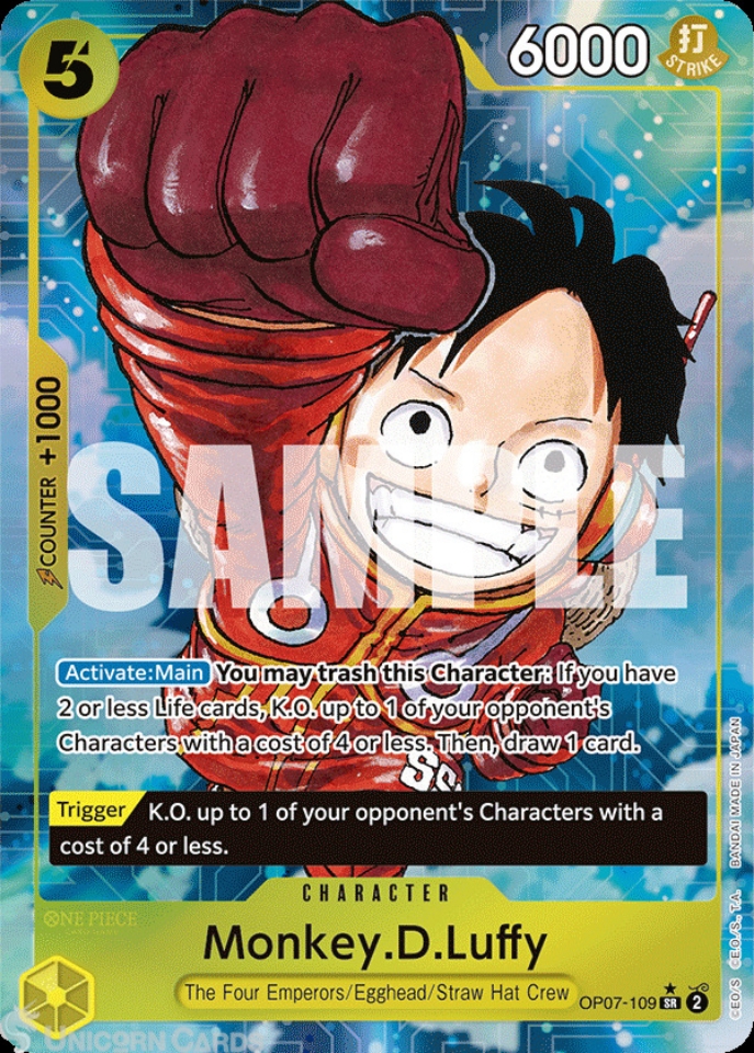 OP07-109 Monkey.D.Luffy : Super Rare Alt Art Foil English One Piece TCG ...