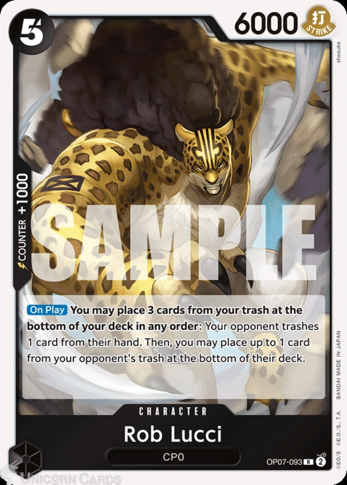 OP07-093 Rob Lucci : Rare Foil English One Piece TCG Card : OP07: 500 ...