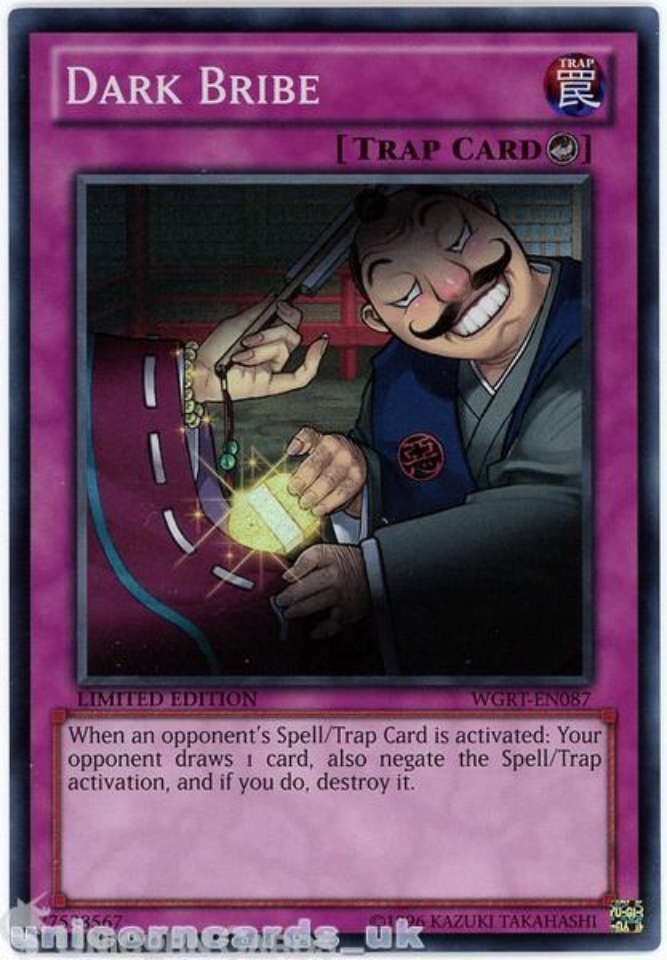 WGRT-EN087 Dark Bribe Super Rare Limited Edition Mint YuGiOh Card ...