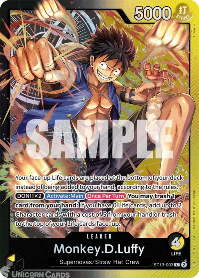 ST13-003 Monkey.D.Luffy : Leader Foil English One Piece TCG Card : ST13 ...