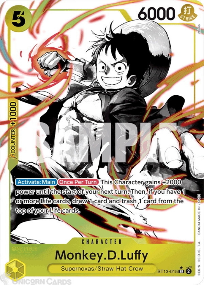 ST13-015 Monkey.D.Luffy : Super Rare Alt Art Foil English One Piece TCG ...