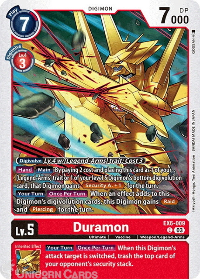EX6-009 Duramon : Common Digimon Card : EX06: Theme Booster Infernal ...