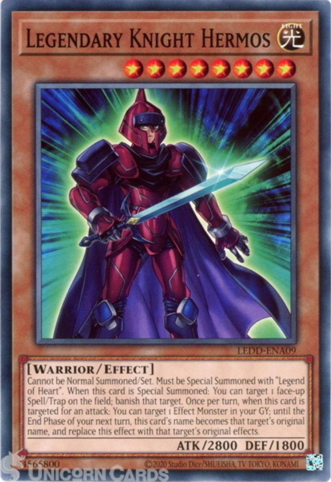 LEDD-ENA09 Legendary Knight Hermos : Common UNL Edition YuGiOh Card ...