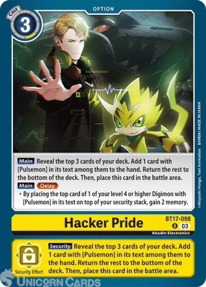 BT17-098 Hacker Pride : Uncommon Digimon Card : BT17: Secret Crisis ...