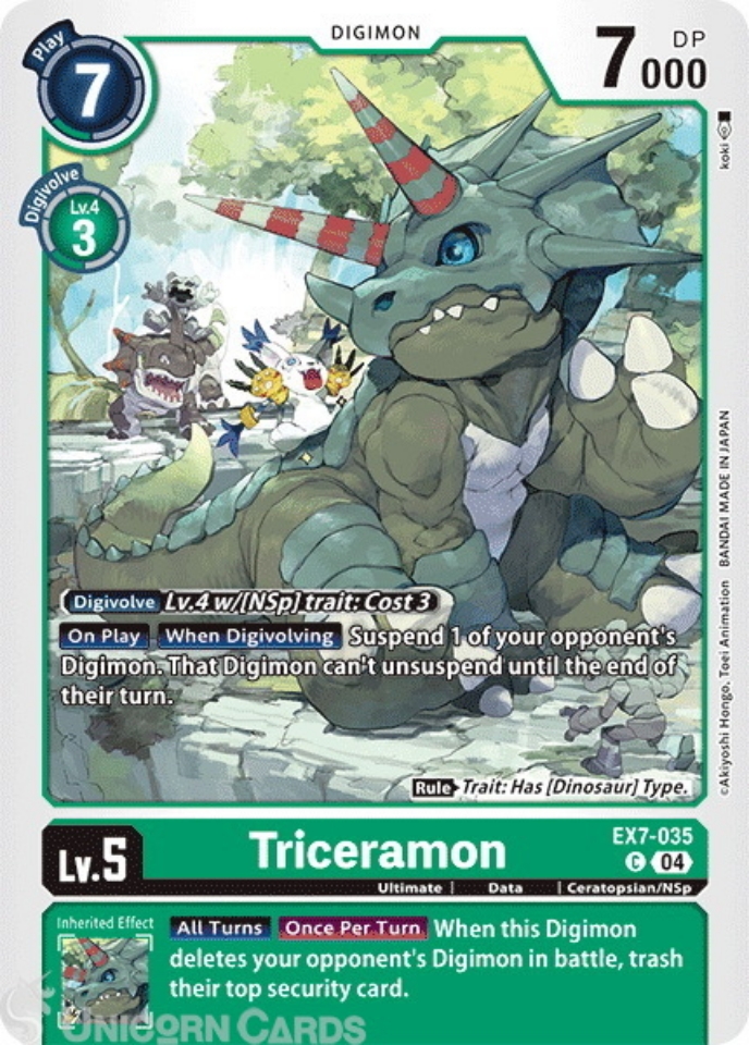 EX7-035 Triceramon : Common Digimon Card : EX07: Digimon Liberator ...