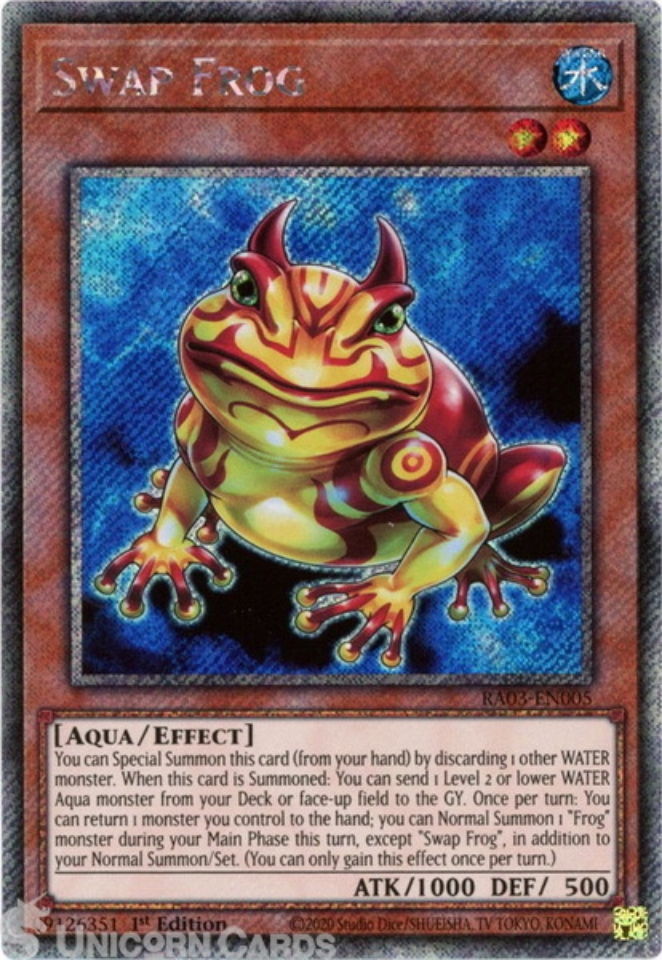 RA03-EN005 Swap Frog : Platinum Secret Rare 1st Edition YuGiOh Card ...
