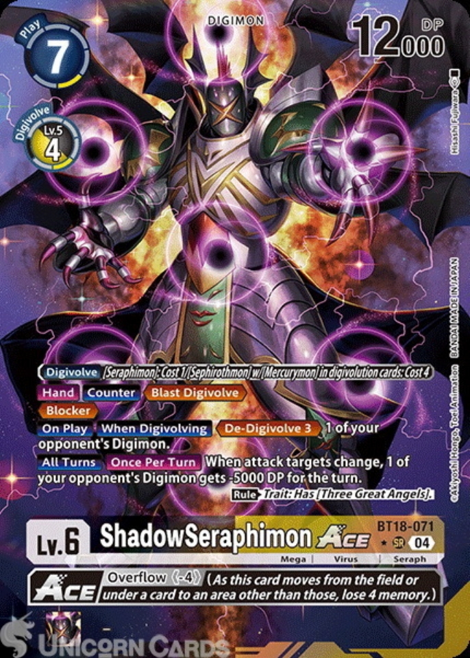 BT18-071 ShadowSeraphimon ACE : Super Rare Alt Art Digimon Card : BT18 ...