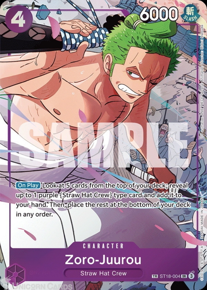 ST18-004 Zoro-Juurou : Treasure Rare English One Piece TCG Card : OP09 ...