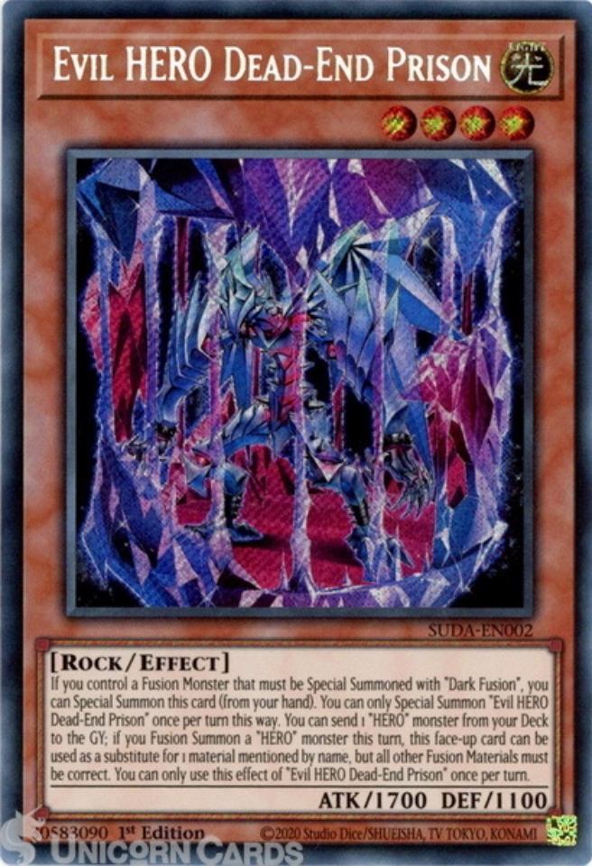 SUDA-EN002 Evil HERO Dead-End Prison : Secret Rare 1st Edition YuGiOh ...