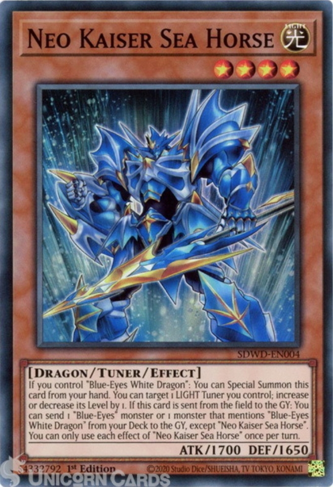 SDWD-EN004 Neo Kaiser Sea Horse : Super Rare 1st Edition Mint YuGiOh ...