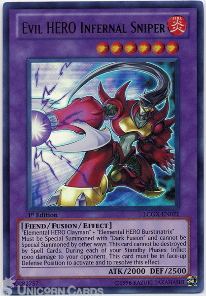 LCGX-EN071 Evil HERO Infernal Sniper Ultra Rare 1st edition Mint YuGiOh ...