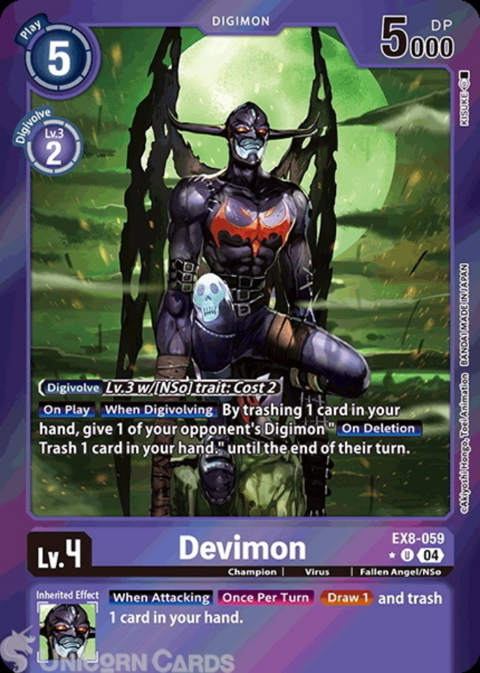 EX8-059 Devimon : Uncommon Foil Limited Full Art Digimon Card : EX08 ...