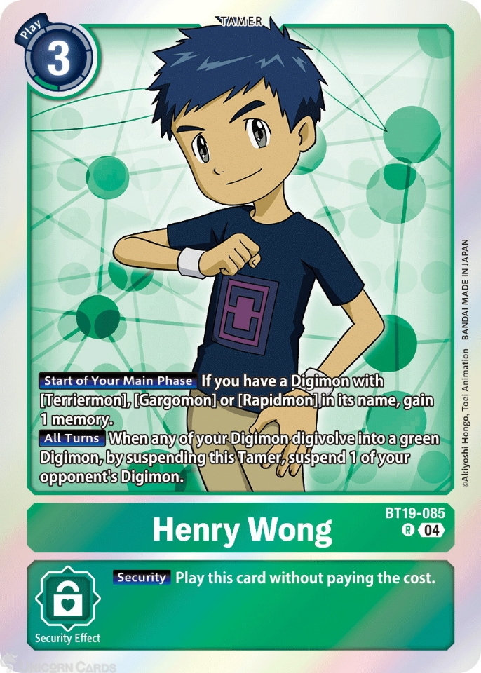 BT19-085 Henry Wong : Rare Digimon Card : BT19-20: Special Booster Ver ...