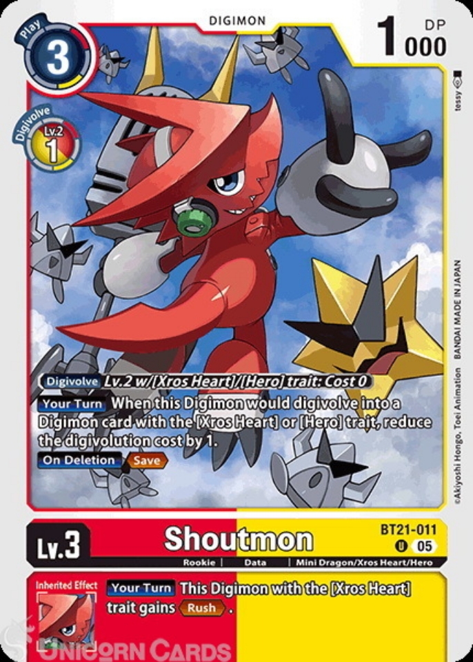 BT21-011 Shoutmon : Uncommon Digimon Card : BT21: Booster World ...