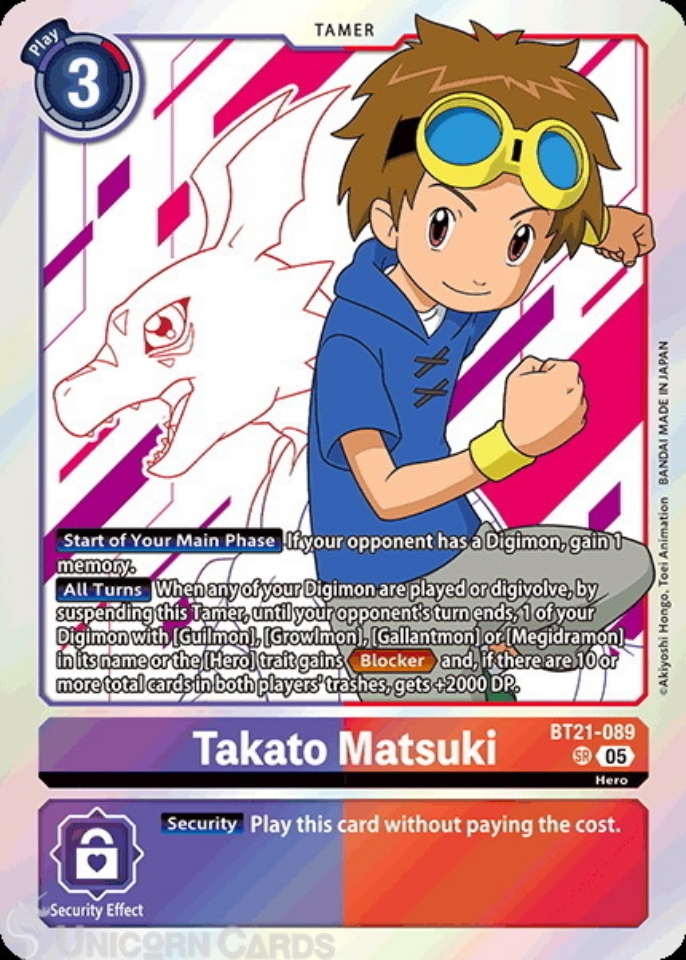 BT21-089 Takato Matsuki : Super Rare Digimon Card : BT21: Booster World Convergence:: Unicorn ...