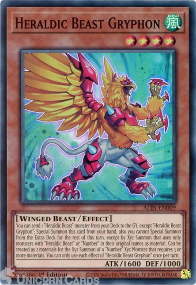 ALIN-EN009 Heraldic Beast Gryphon : Super Rare 1st Edition Mint YuGiOh ...