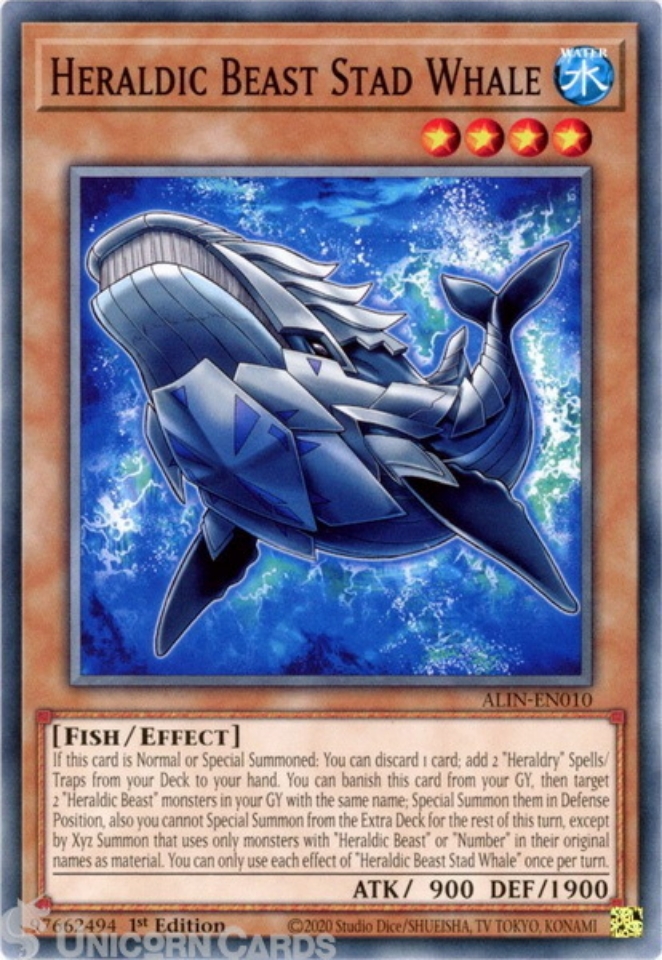 ALIN-EN010 Heraldic Beast Stad Whale : Common 1st Edition Mint YuGiOh ...