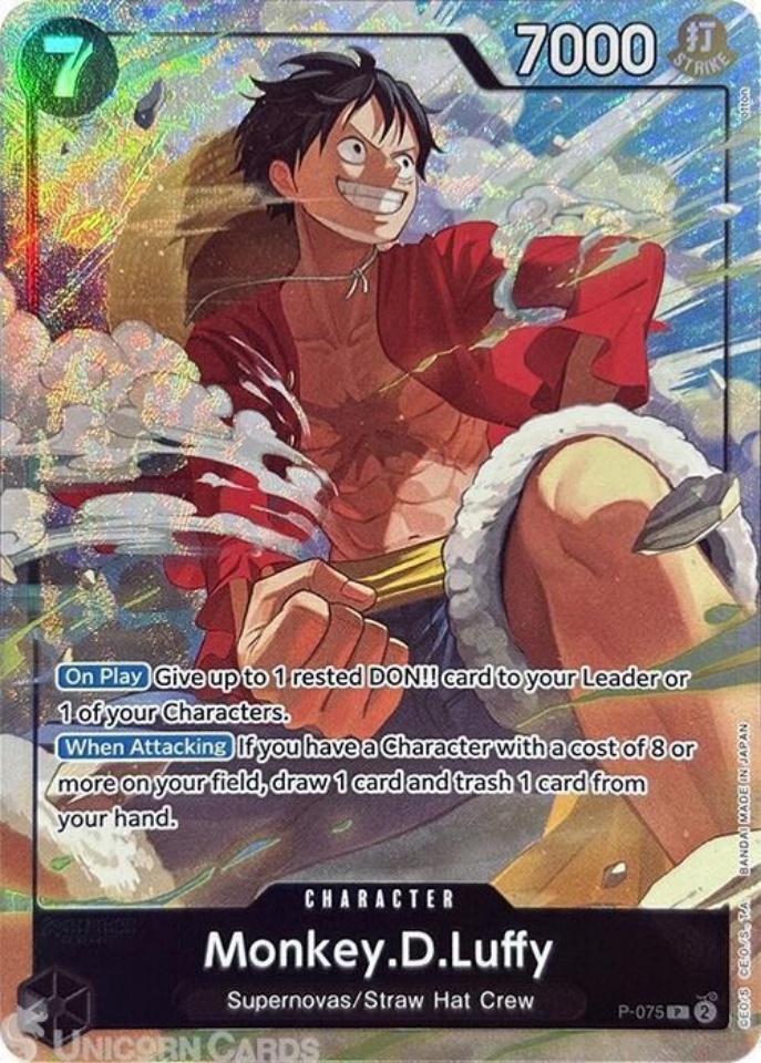P-075 Monkey.D.Luffy : Promo Alternative Art Foil English One Piece TCG ...