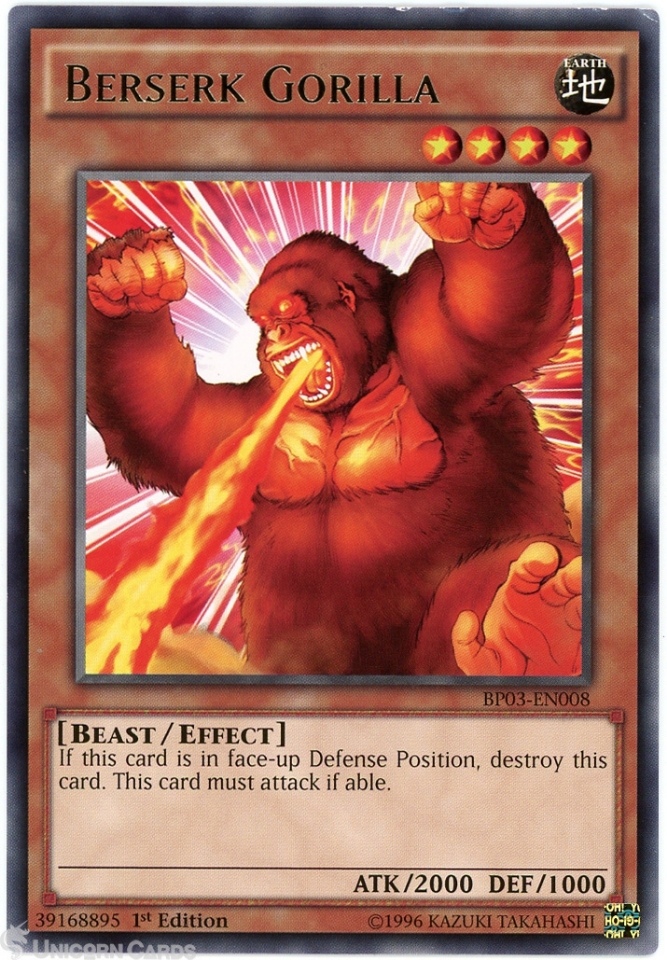 BP03-EN008 Berserk Gorilla : Rare 1st Edition Mint YuGiOh Card ...